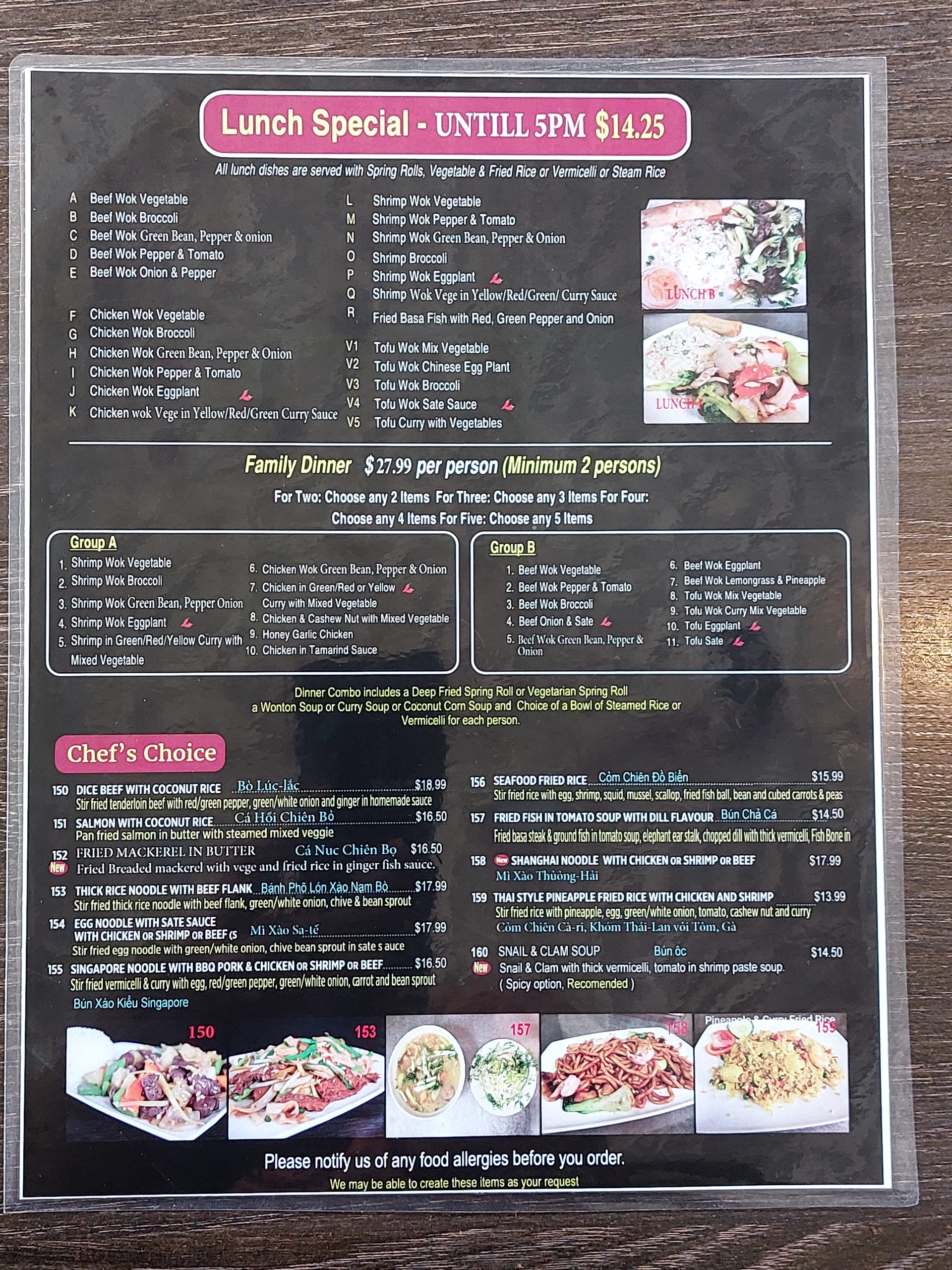 Menu - Pho Binh Minh 3